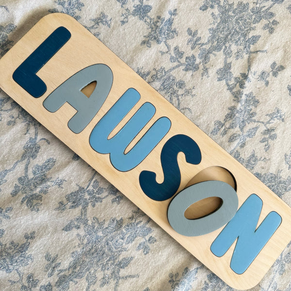 Personalized Toddler Name Puzzle with Customizable Colors – Floral & Oak