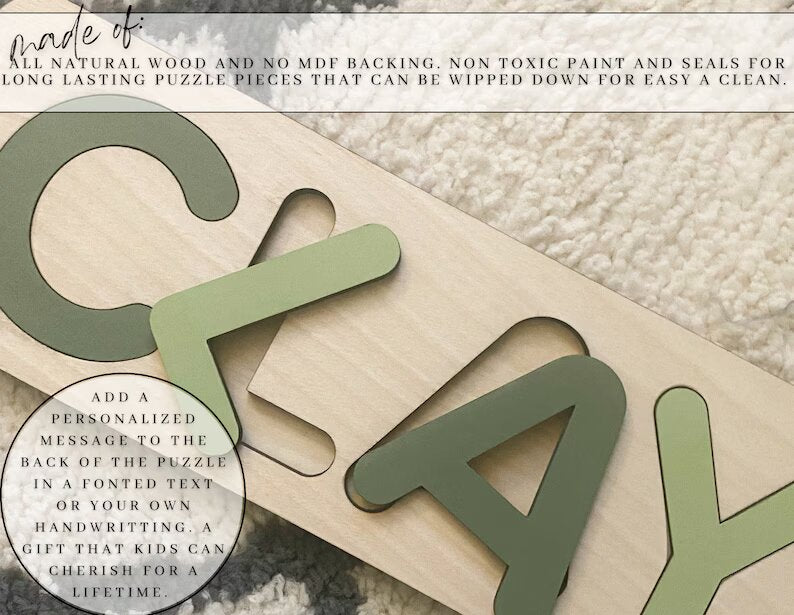 Personalized Toddler Name Puzzle with Customizable Colors – Floral & Oak